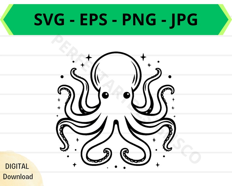 Octopus Outline Svg, Octopus Clipart, Octopus Svg for Shirt, Svg File ...