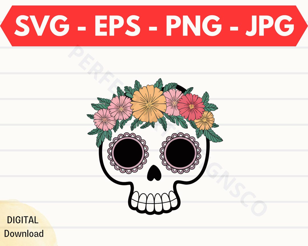 Cute Skull Svg File for Cricut, Silhouette, Cute Skull Clip Art, Cute ...