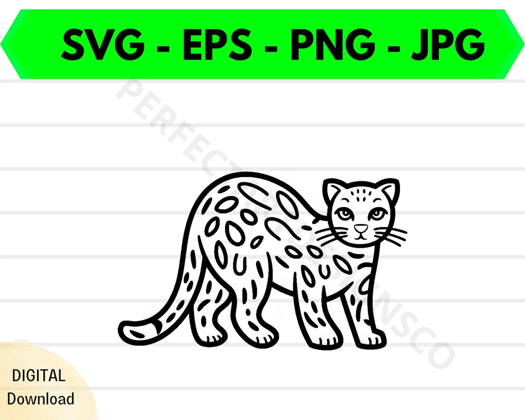 Ocelot Outline Svg File, Ocelot Cutting Svg File for Cricut, Ocelot ...