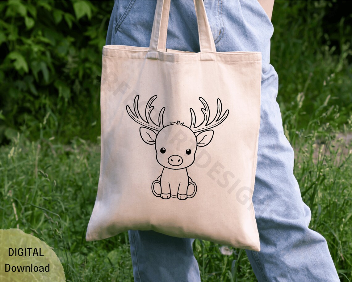 Cute Elk Svg File, Baby Elk Outline Svg, Elk Clipart Svg, Elk Svg Cut ...