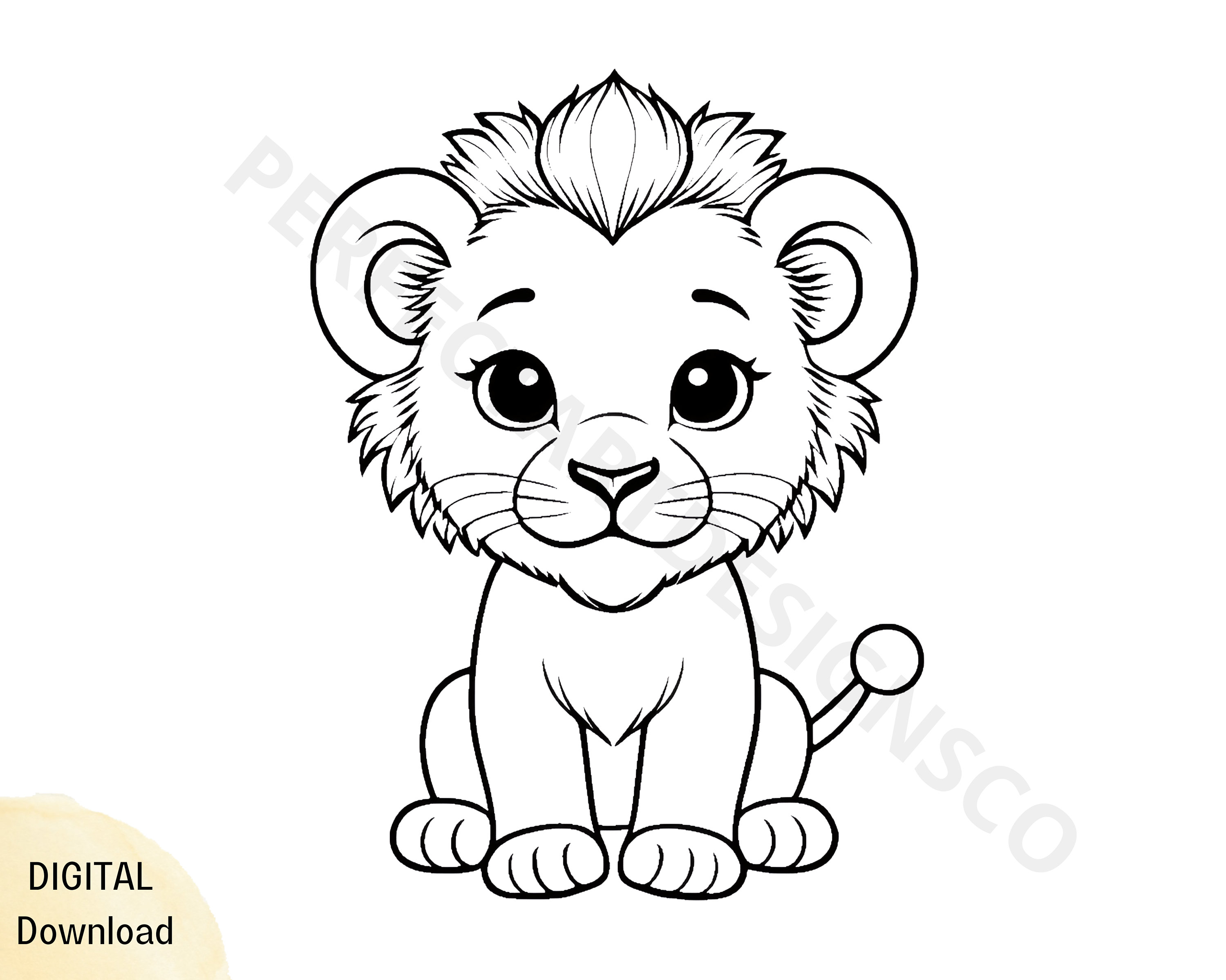 Cute Lion Cub Svg File, Baby Lion Outline Svg, Lion Clipart Svg, Lion ...