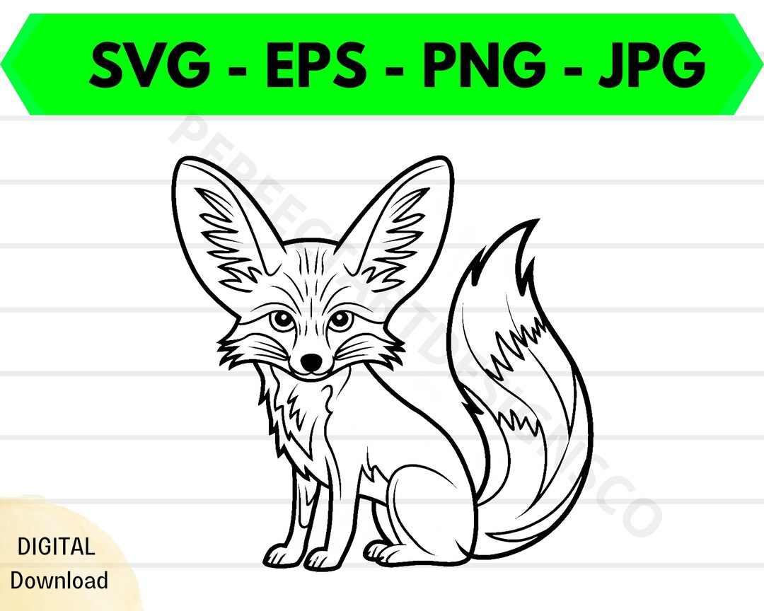 Fennec Fox Svg File, Fennec Fox Outline Svg, Fennec Fox Clipart Svg ...