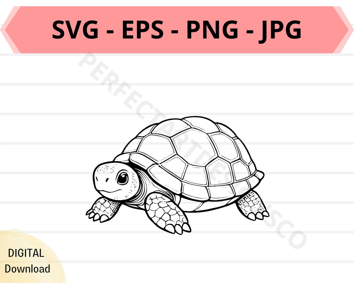 Cute Tortoise Svg File, Baby Tortoise Outline Svg, Tortoise Clipart Svg ...