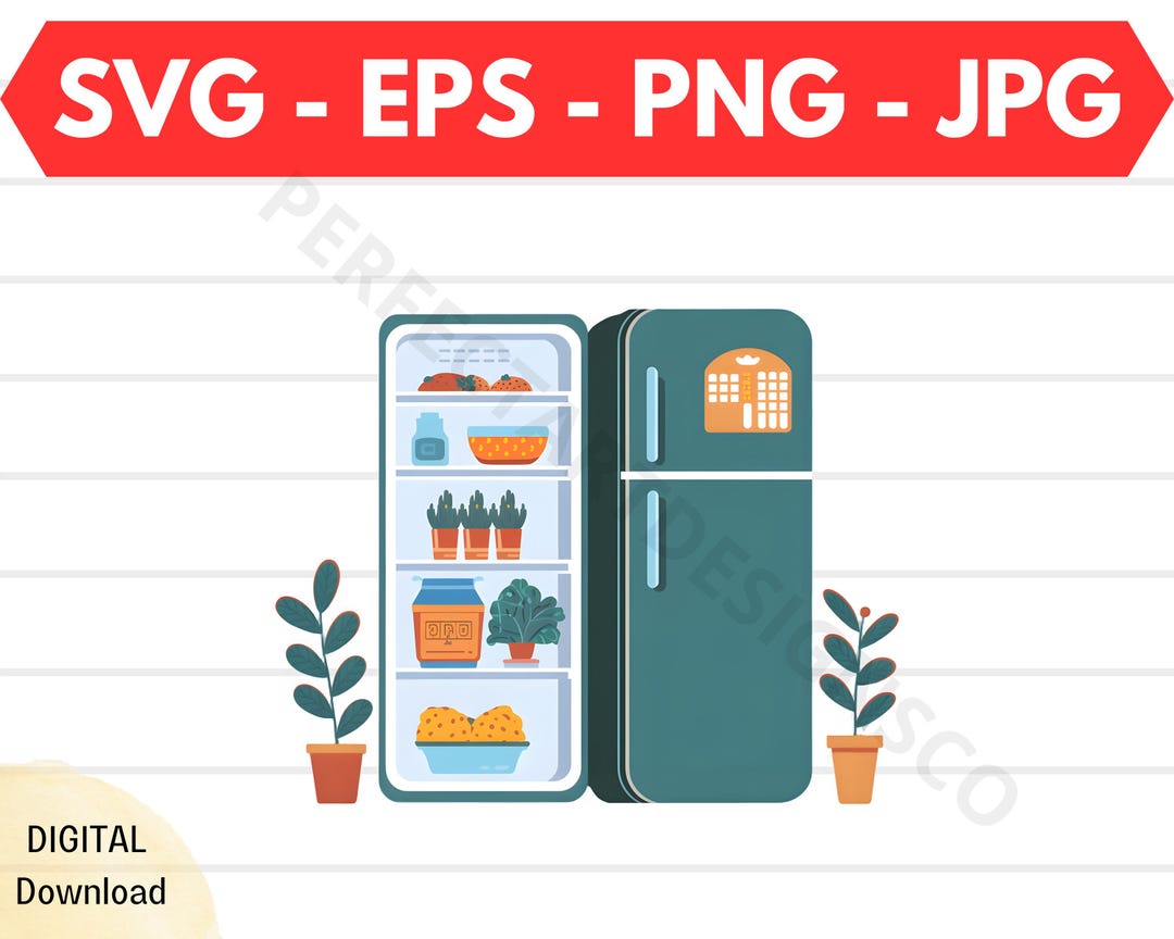Refrigerator Svg File for Cricut, Silhouette, Refrigerator Clip Art ...