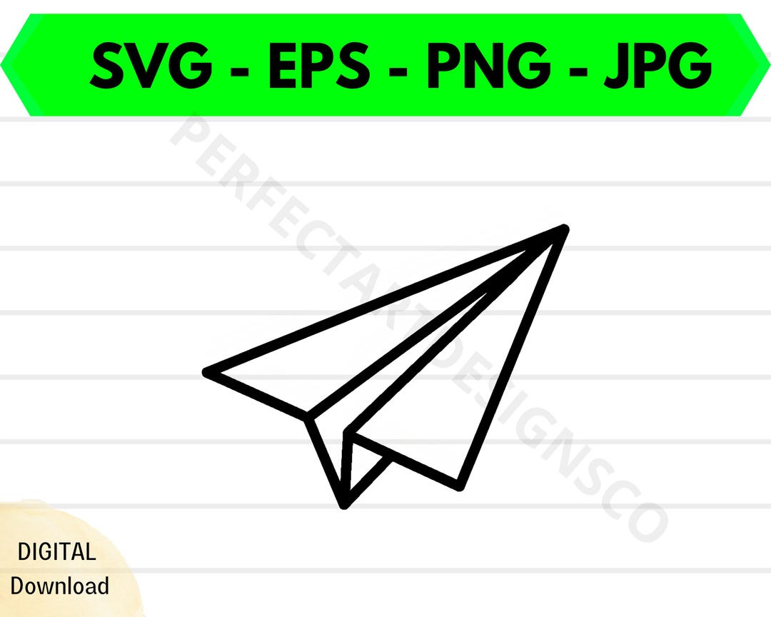 Paper Airplane Outline Svg, Paper Airplane Cricut Cutfile, Paper ...