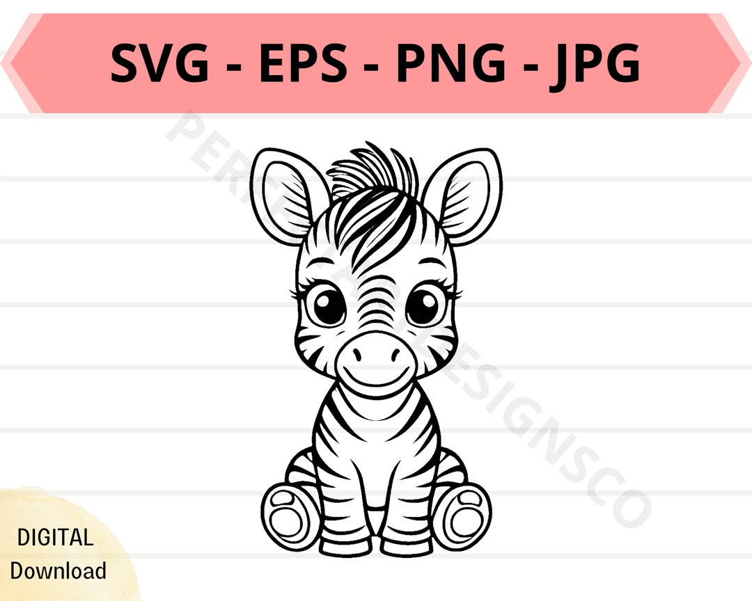 Cute Zebra Svg File, Baby Zebra Outline Svg, Zebra Clipart Svg, Zebra ...