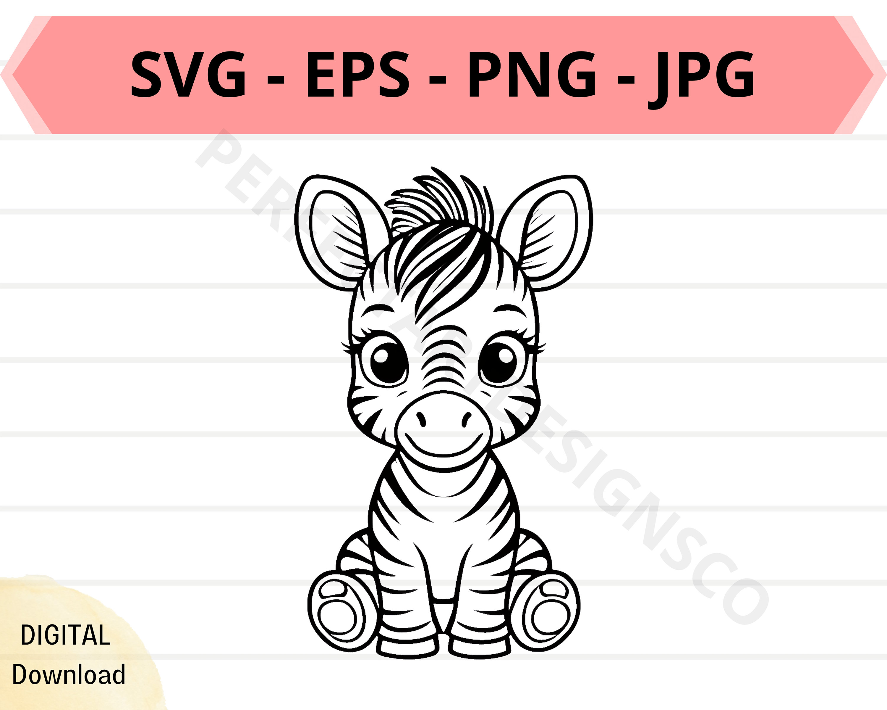 Cute Zebra Svg File, Baby Zebra Outline Svg, Zebra Clipart Svg, Zebra ...