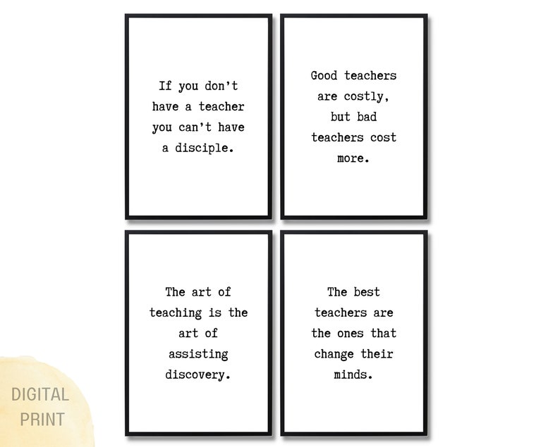 Teacher Inspirational Quotes Wall Art Set, 51 Motivational Classroom ...