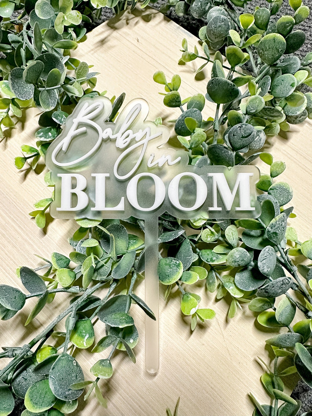 Baby in Bloom Acrylic Cake Topper / Boho Cake Topper / Baby Shower Cake ...