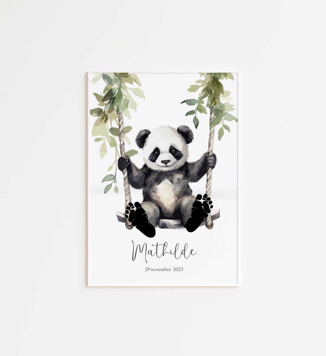 Panda Footprint Poster, Baby Foot Print, Baby Footprint, Personalized ...