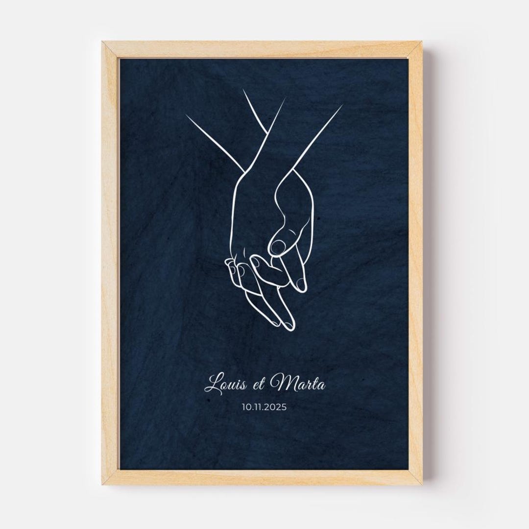 Couple Holding Hands Poster – Personalized Poster With Names and Date ...