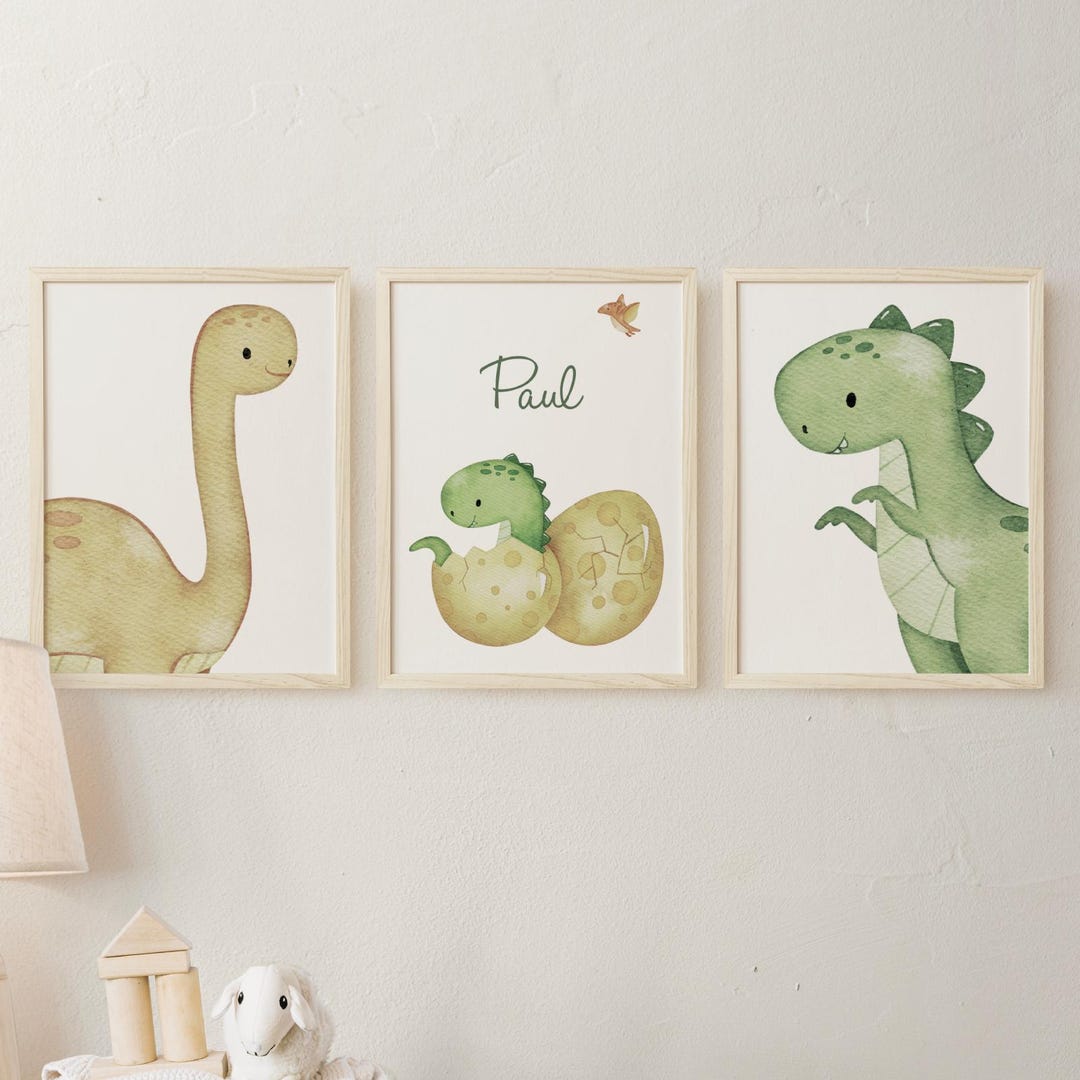 Dinosaur Poster Set of 3 - Trio of Posters With Dinosaurs and First ...
