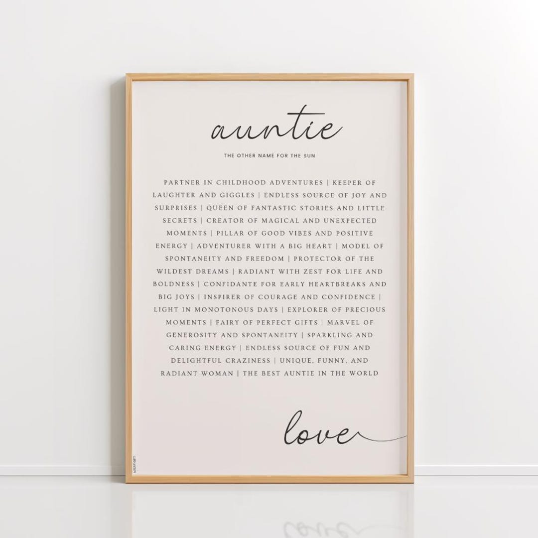 Auntie Poster - Gift for Auntie - Birthday Gift - Printable Gift ...