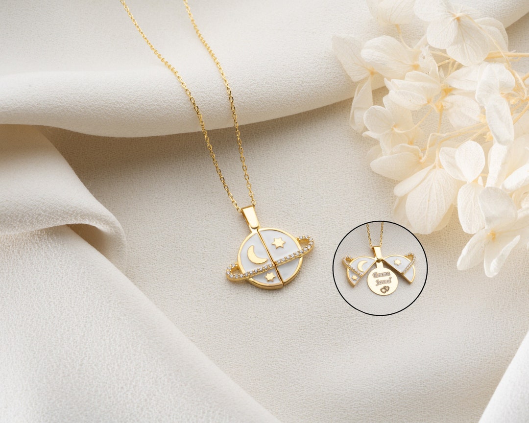 Personalized Space Star Necklace Hidden Names Planet Necklace - Etsy