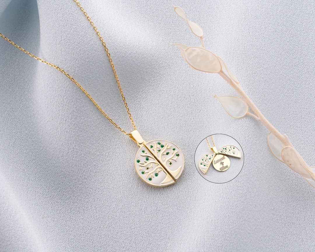 Personalized Hidden Names Life Tree Necklace, Custom Family Tree Secret ...