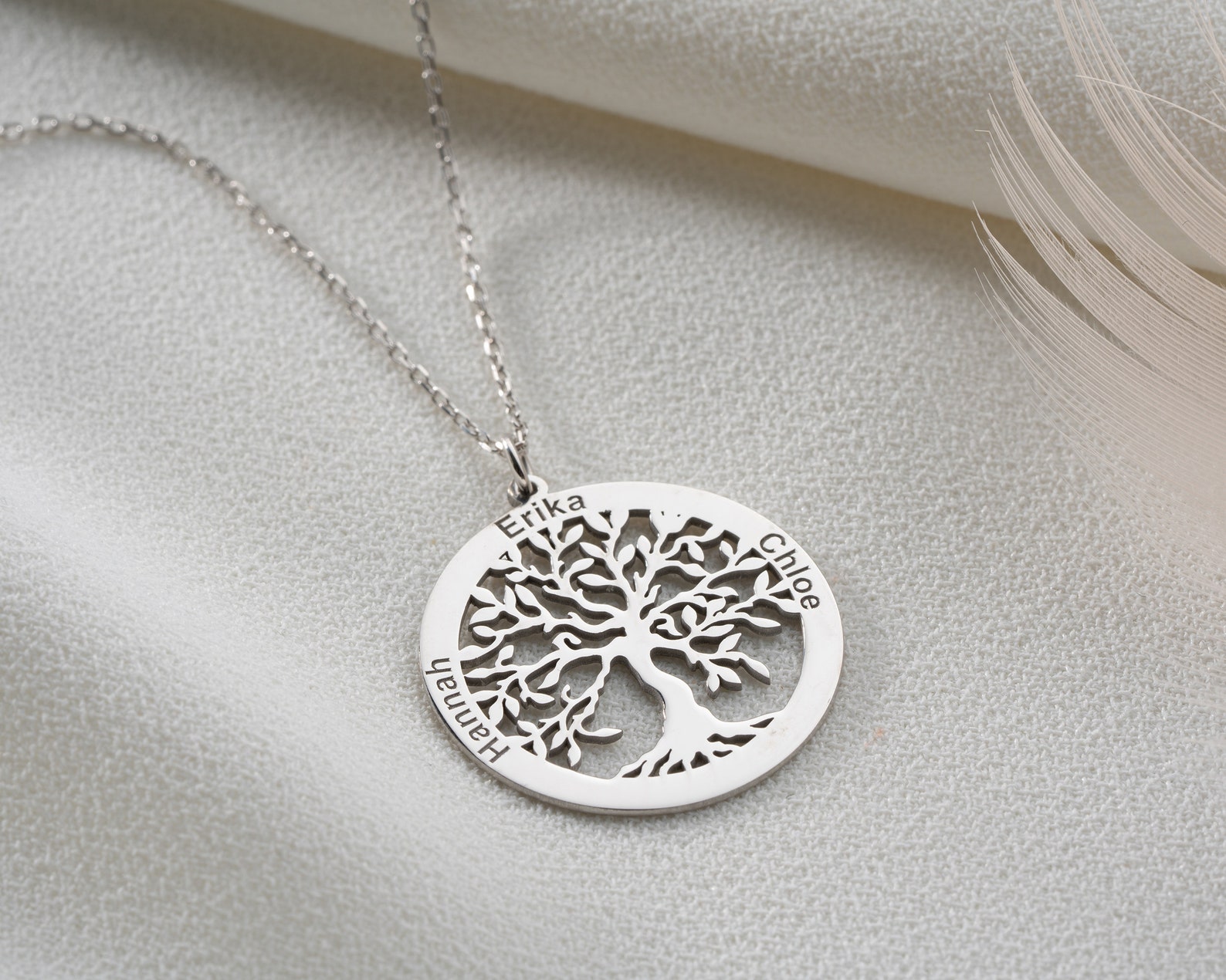 Personalized Life Tree Necklace for Mom, Family Members Name Necklace ...