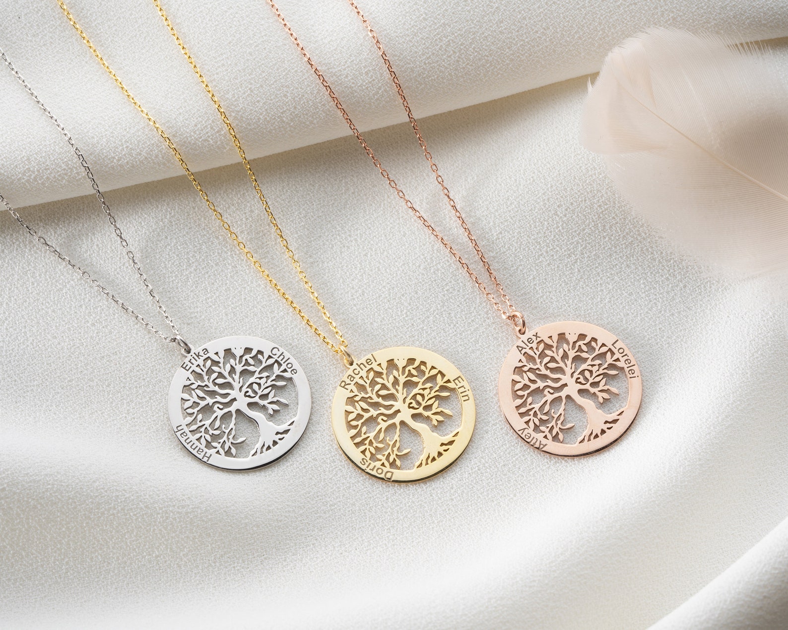 Personalized Life Tree Necklace for Mom, Family Members Name Necklace ...