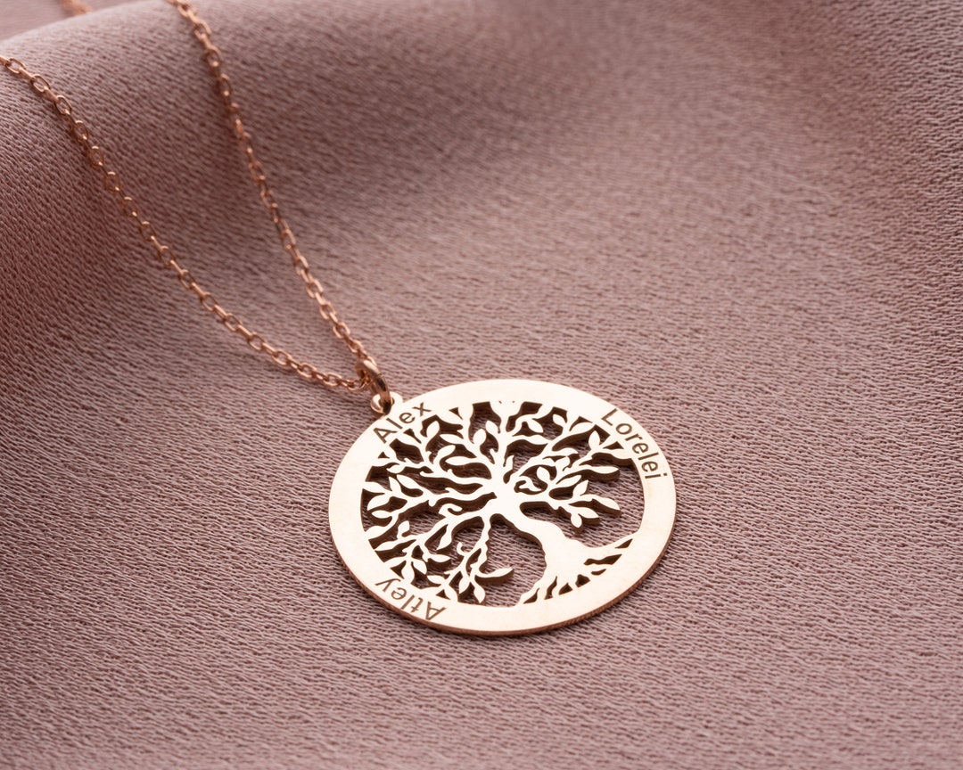 Personalized Family Tree Name Necklace, Custom Family Name Necklace ...