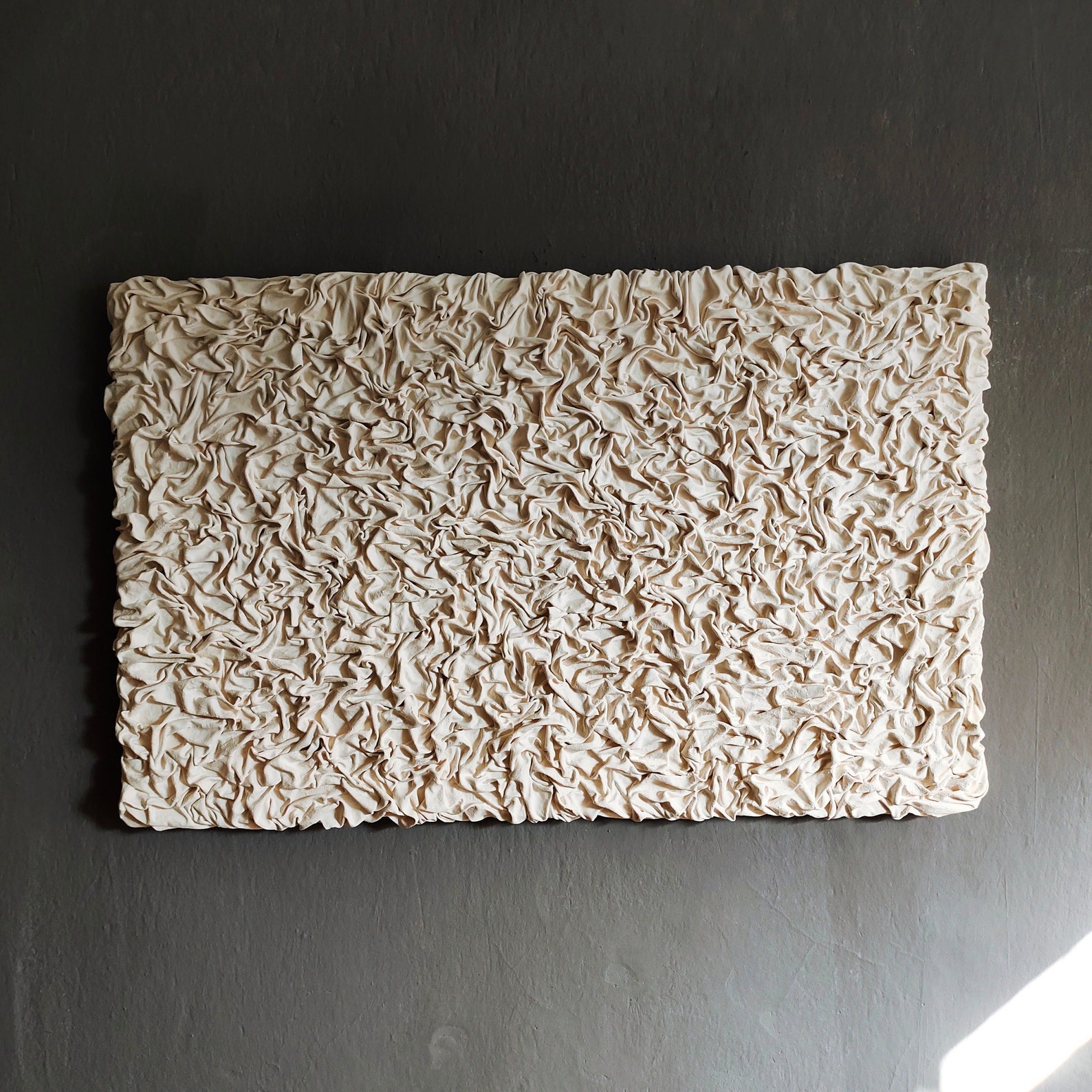 Wrinkled White Fabric Textured Abstract 3D Relief Canvas - Etsy