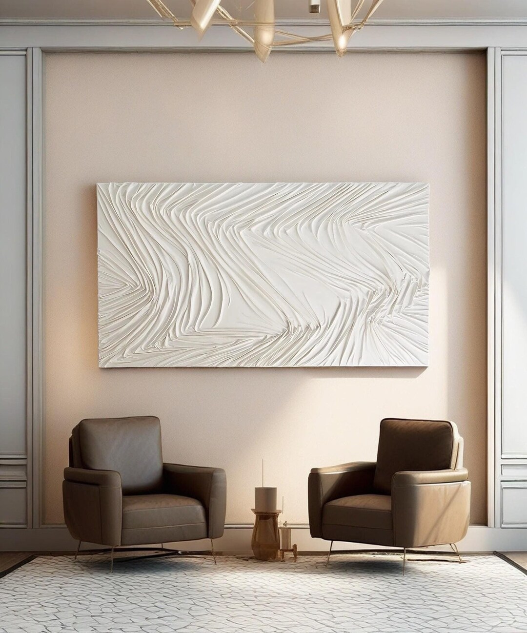 Large Plaster Fabric Wall Art, Original White Fabric Textured, Abstract ...