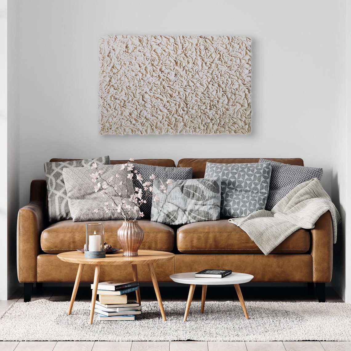 Wrinkled White Fabric Textured Abstract 3D Relief Canvas - Etsy