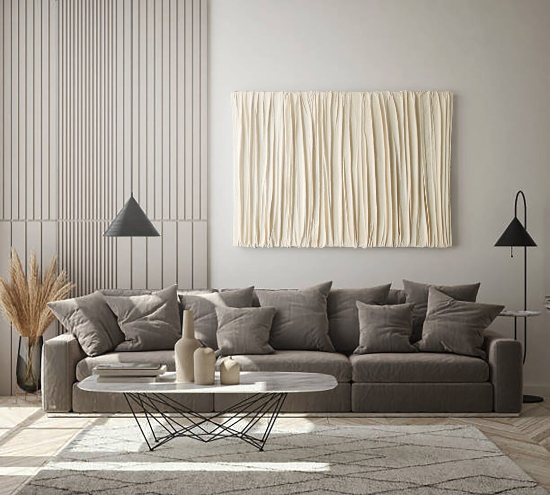Fabric Textured Painting, White Plaster Wall Art - Etsy