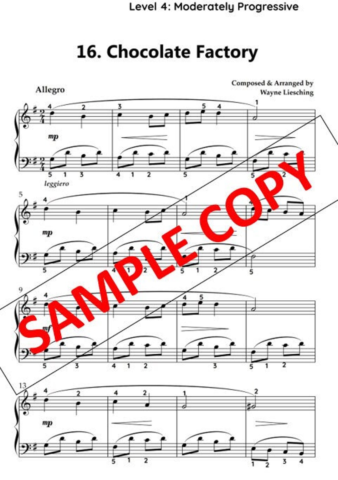 Chocolate Factory Sheet Music for Piano Recital & Eisteddfods - Etsy