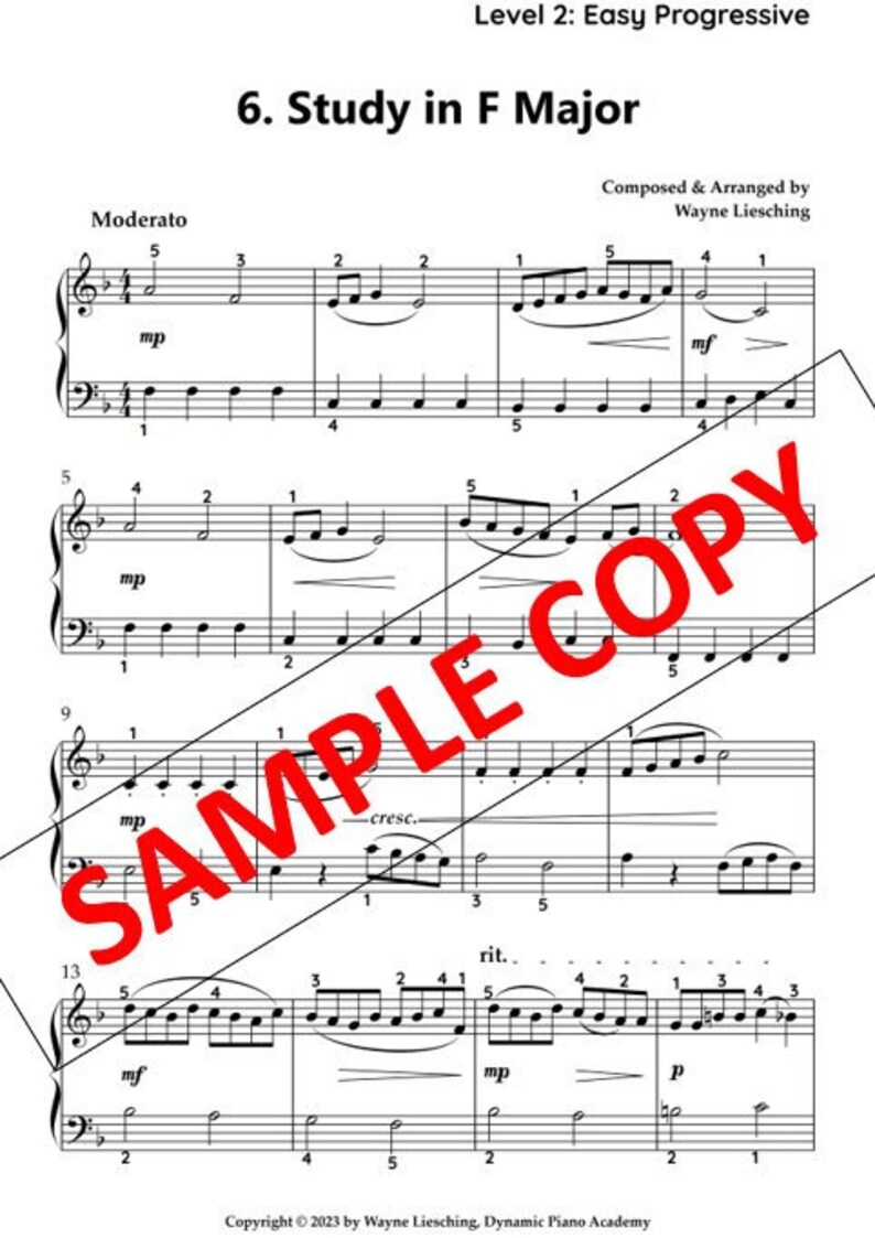 Study in F Major - Sheet Music for Piano Recital & Eisteddfods - Etsy