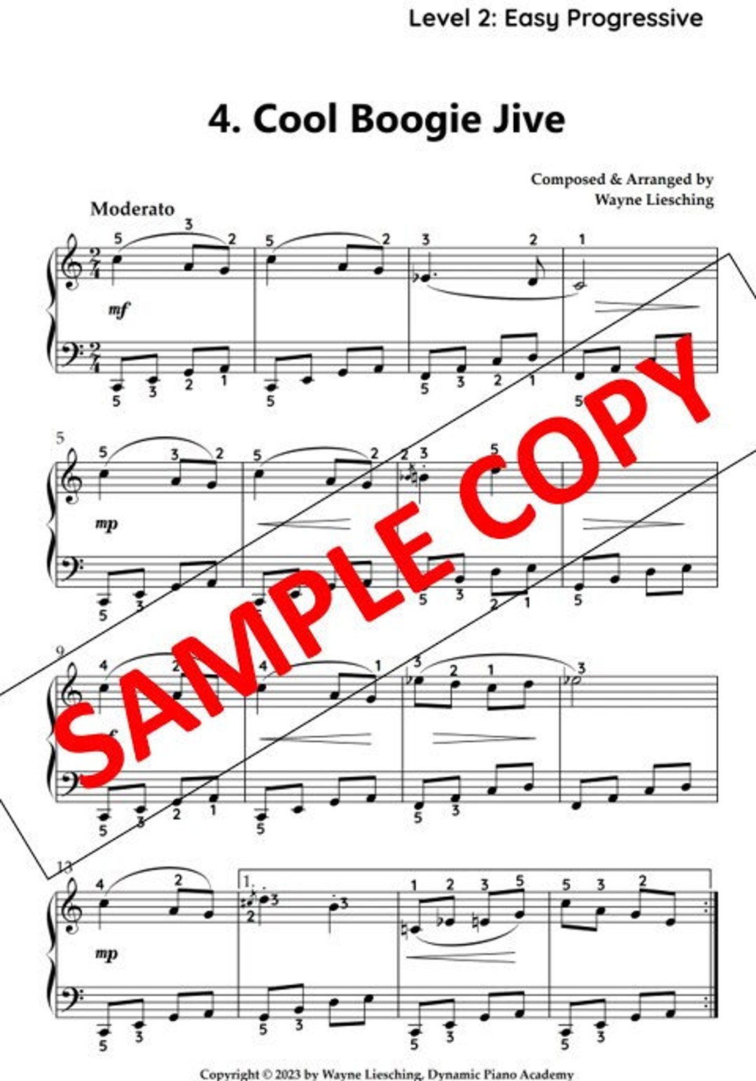Cool Boogie Jive - Sheet Music for Piano Recital & Eisteddfods - Etsy