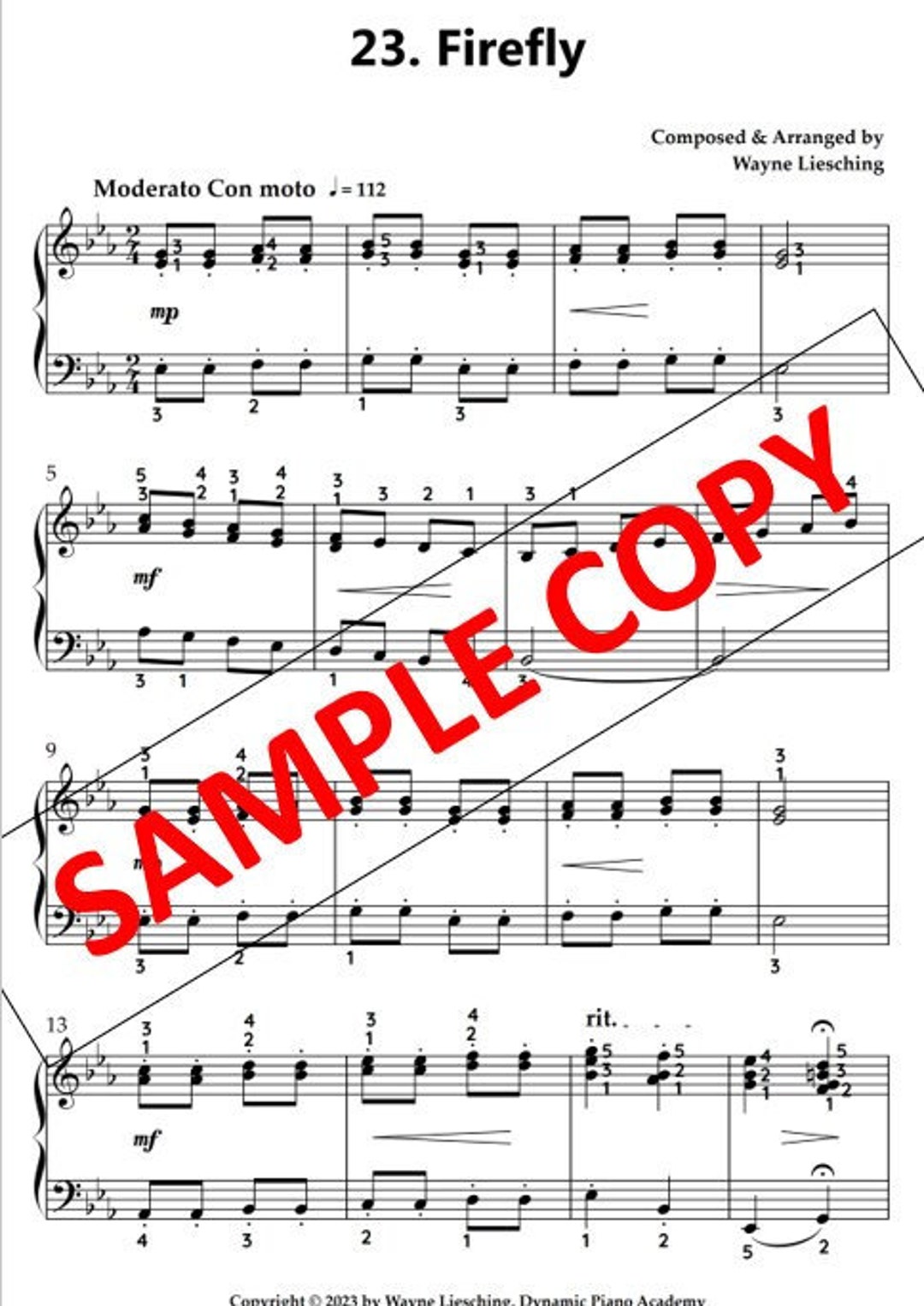 Firefly - Sheet Music for Piano Recital & Eisteddfods - Etsy