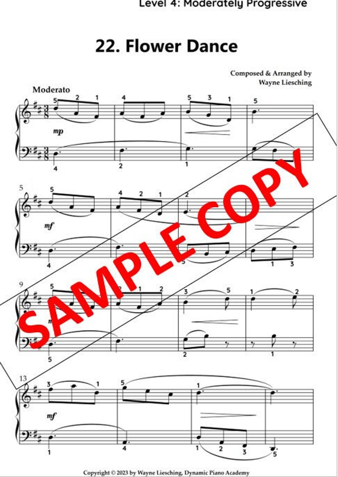 Flower Dance - Sheet Music for Piano Recital & Eisteddfods - Etsy