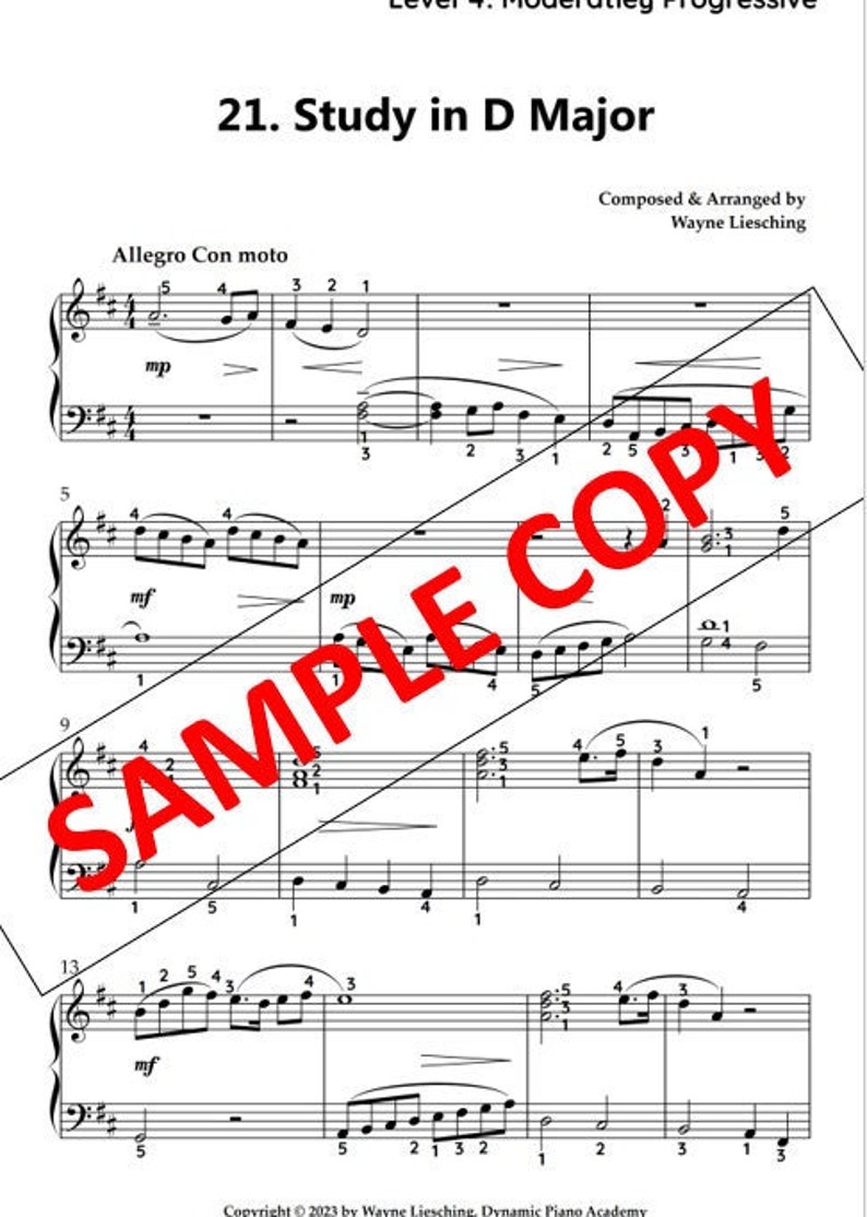 Study in D Major - Sheet Music for Piano Recital & Eisteddfods - Etsy