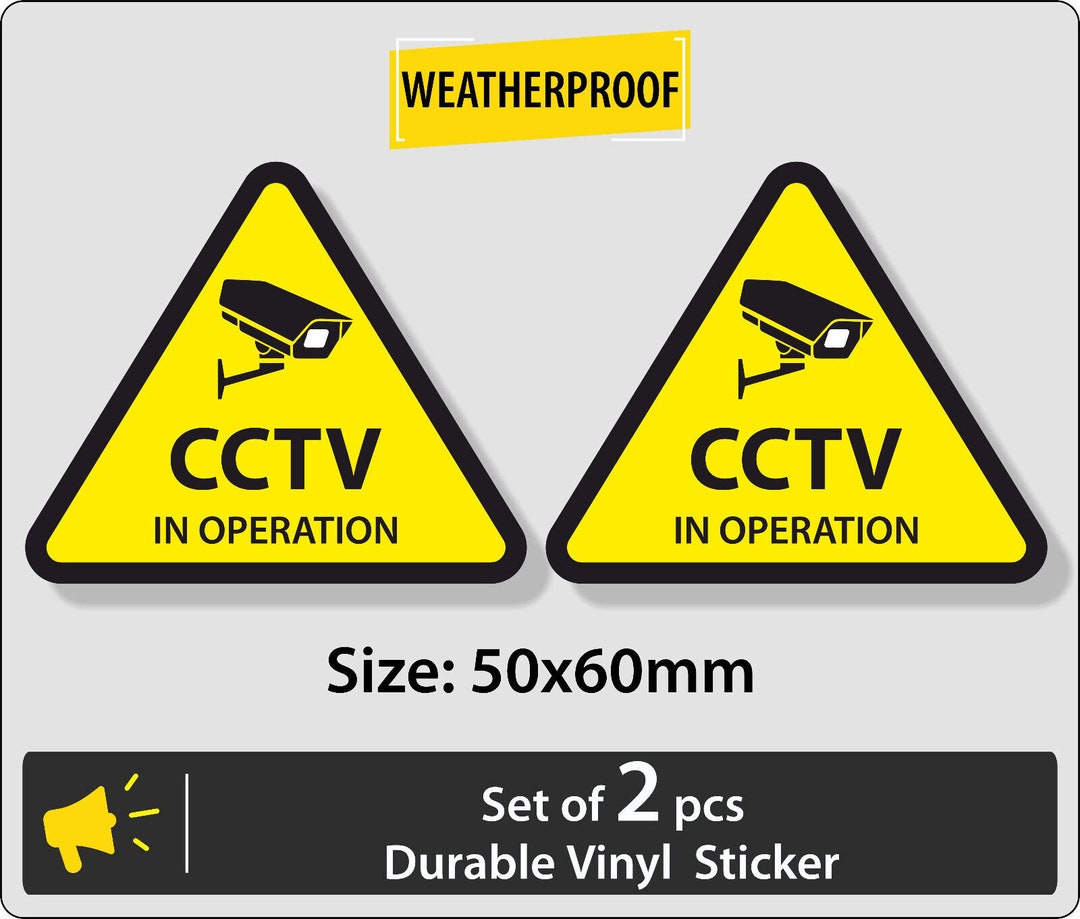 CCTV in Operation | Set of 2pcs | Weatherproof Sticker | Security ...