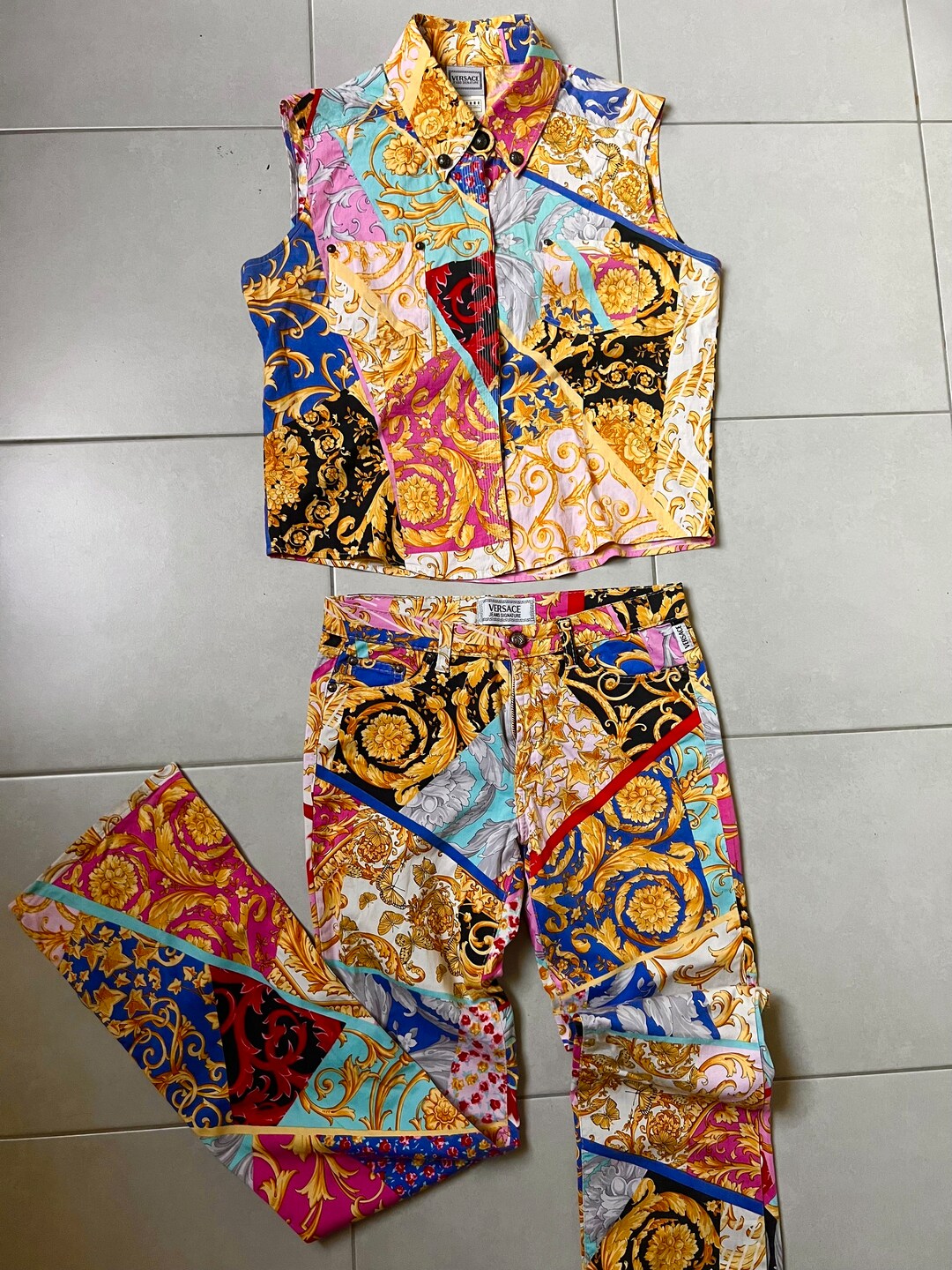 Sale Rare Vintage VERSACE J Couture Set Tank Top & Matching Trousers ...