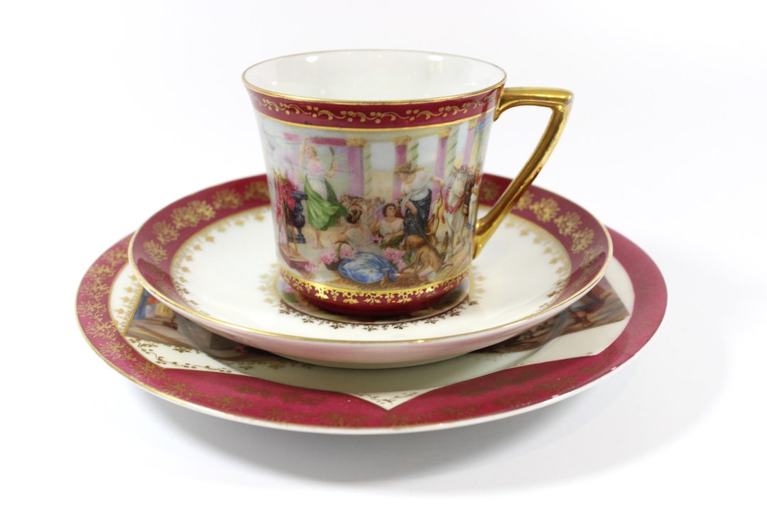 Royal Epiag Art Deco Classical Ancient Roman Scene Tea Set Trio ...