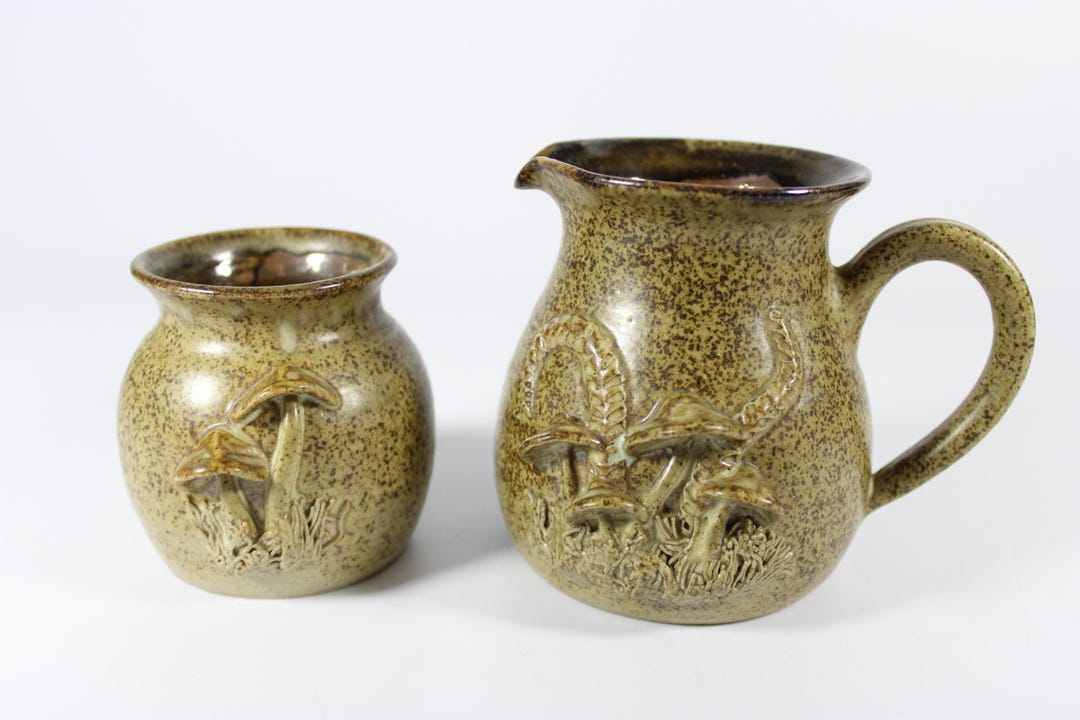 Arran Pottery 3D Mushroom Milk Jug and Sugar Bowl/ Scottish Pottery ...