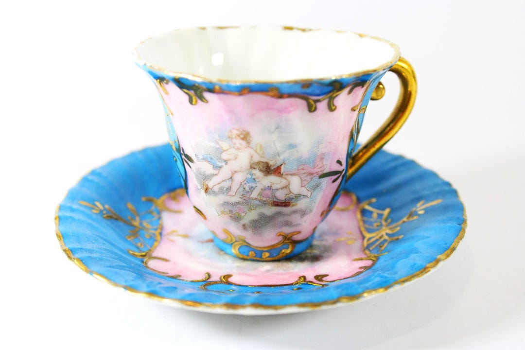 Antique Cupid Small Hand Painted Cup and Saucer 'L R Austria' / Antique ...