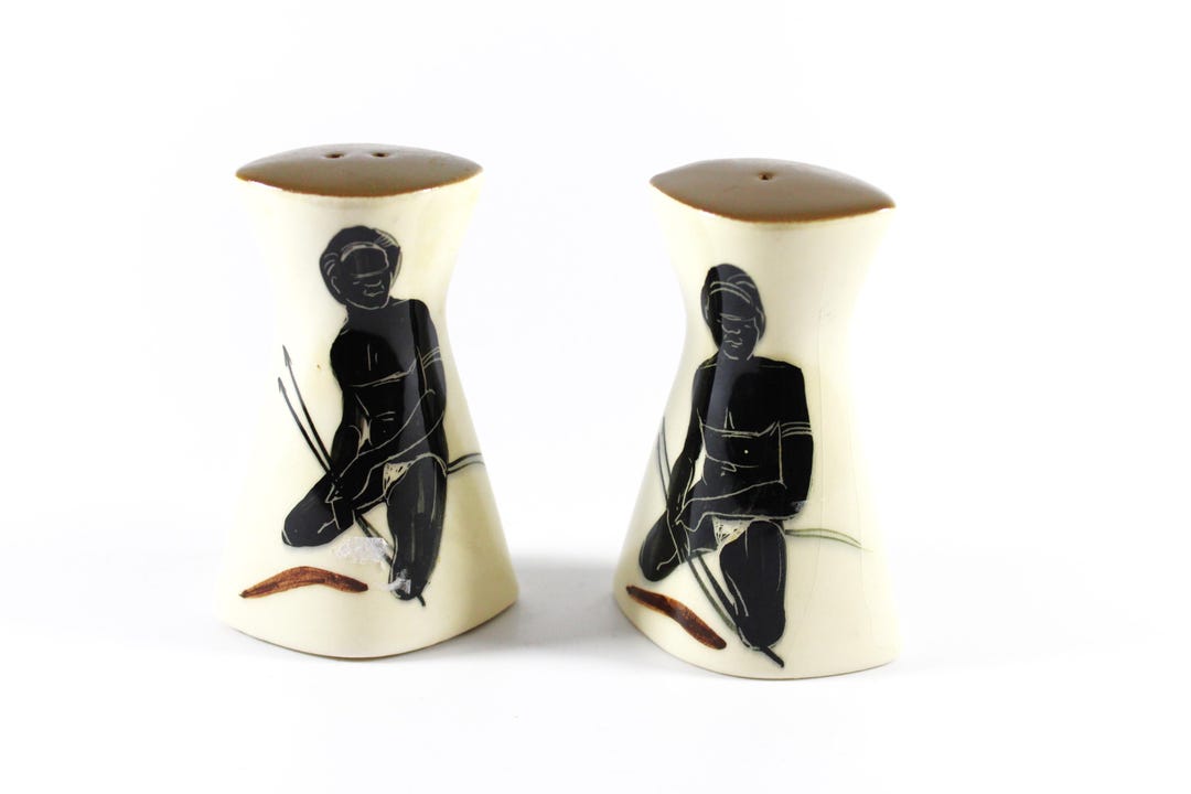 Vintage Australian Hand Painted Aboriginal Ceramic Salt and Pepper ...