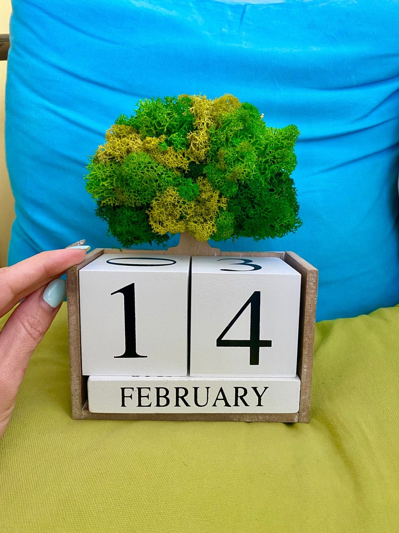 Handmade Perpetual Calendar, Wooden Block Perpetual Calendar With Tree ...