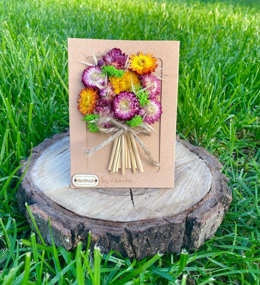 Gift Card With Dry Flowers for Birthday Wedding Mother's Day Natural ...