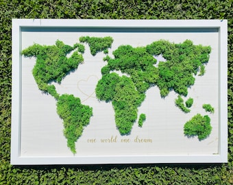 World Map With Moss World Map With Reindeermoss on a - Etsy