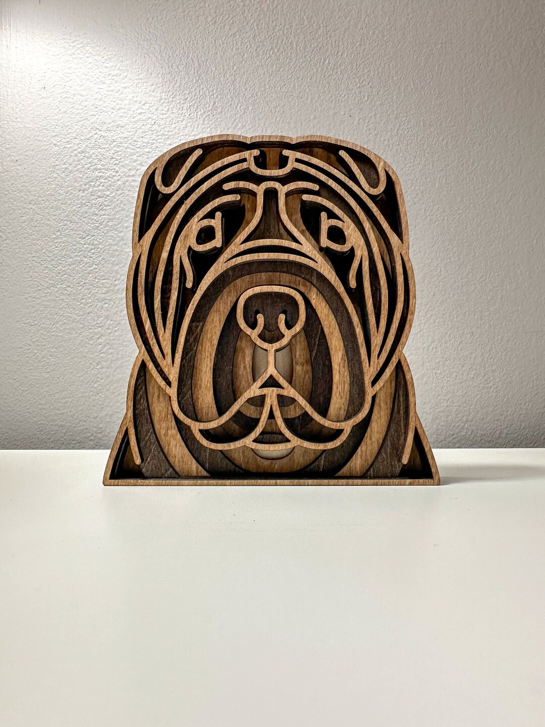 Shar Pei 3D Pet Portrait | Wood Home Decor | Pet Picture | Personalized ...