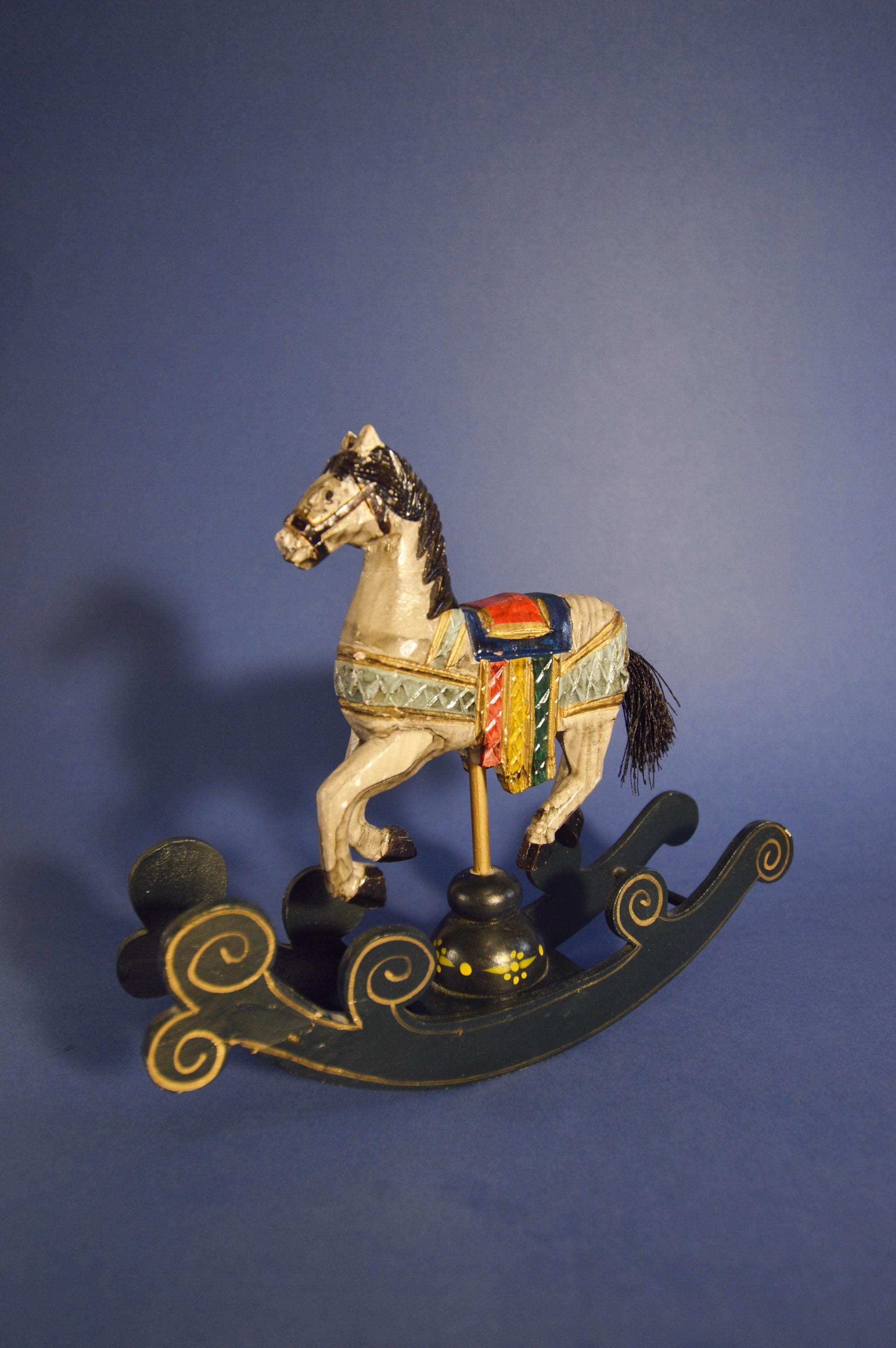 Handmade Wooden Rocking Horse Figurine - Etsy