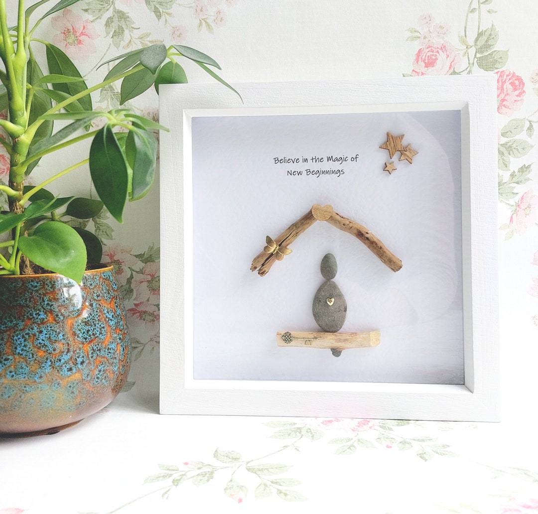 Unique Gift for New Home, New Beginnings. Pebble Art Gift Frame. New ...