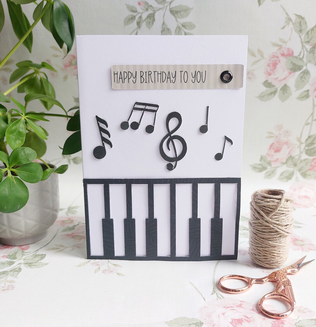 Unique Music Lover Birthday Card. Piano Style Birthday Card. Musical ...
