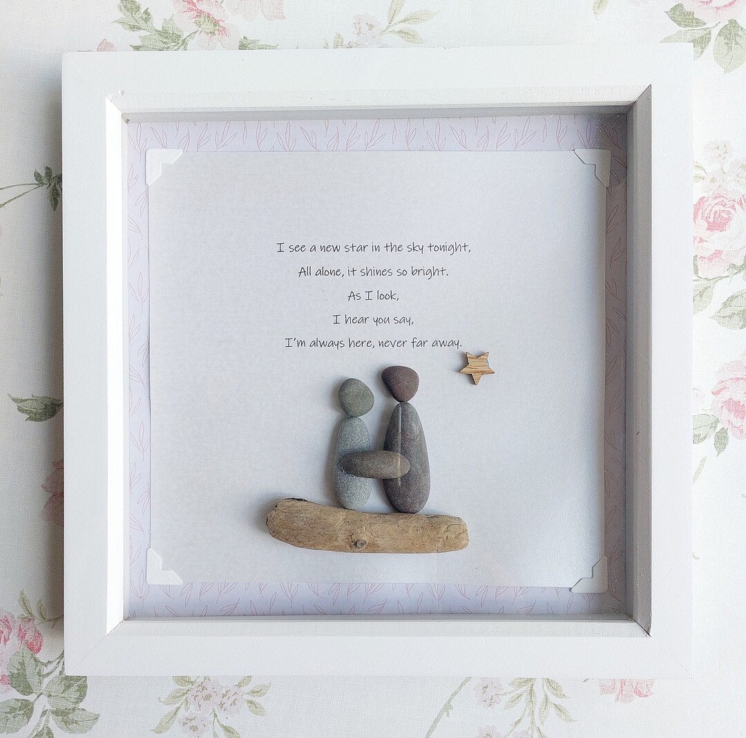 Beautiful & Unique Loss of a Loved One Pebble Art Box Frame. Thinking ...
