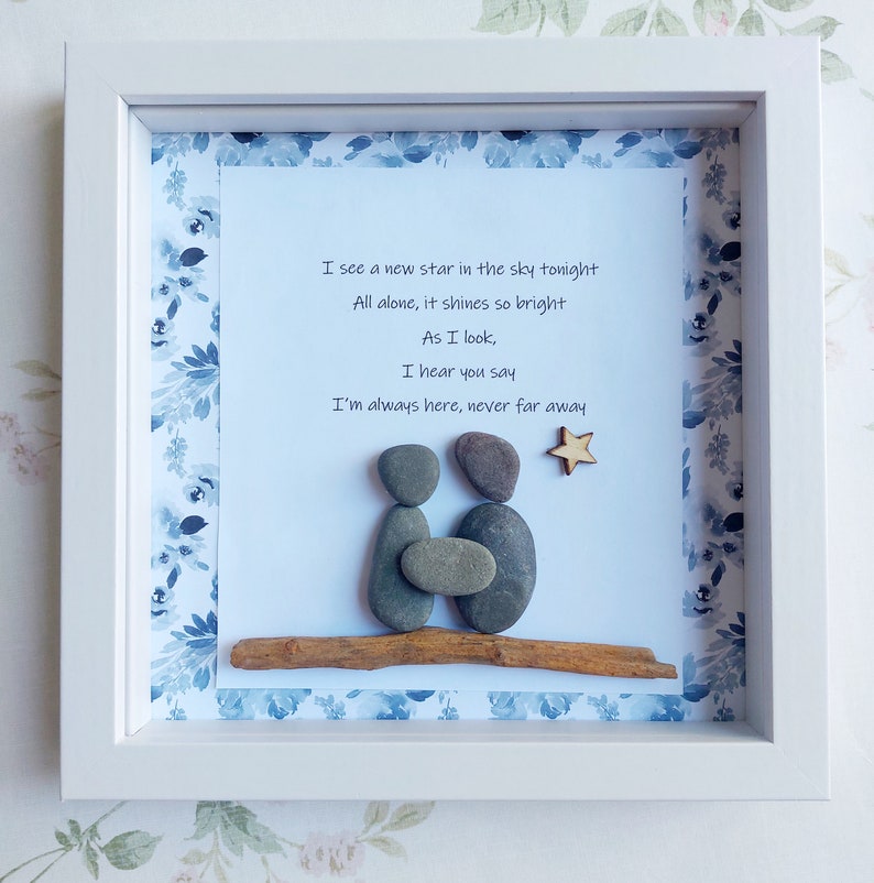 Beautiful & Unique Loss of a Loved One Pebble Art Box Frame. Thinking ...