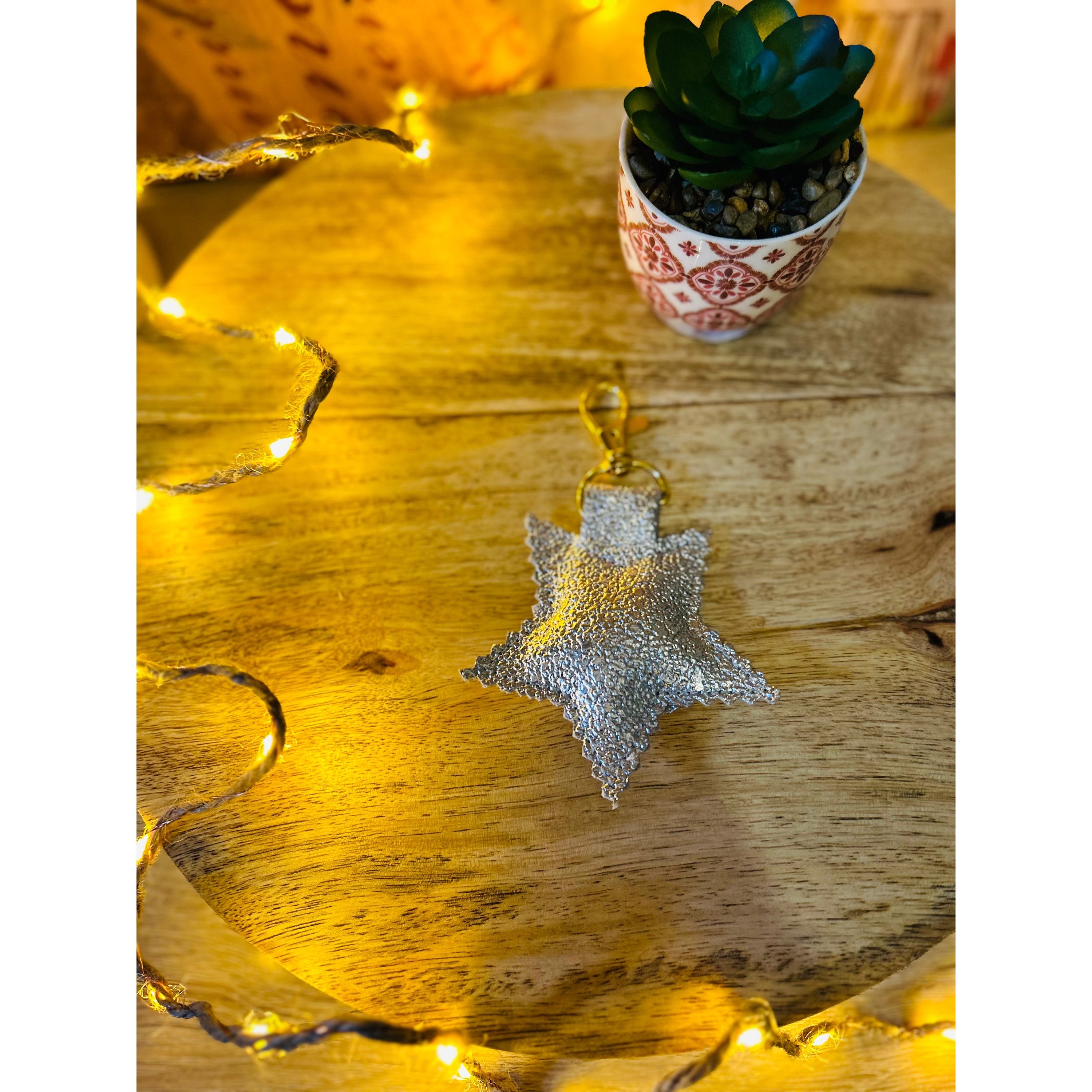 Silver Star Imitation Leather Key Ring, Women's Key Ring, Star Key Ring ...