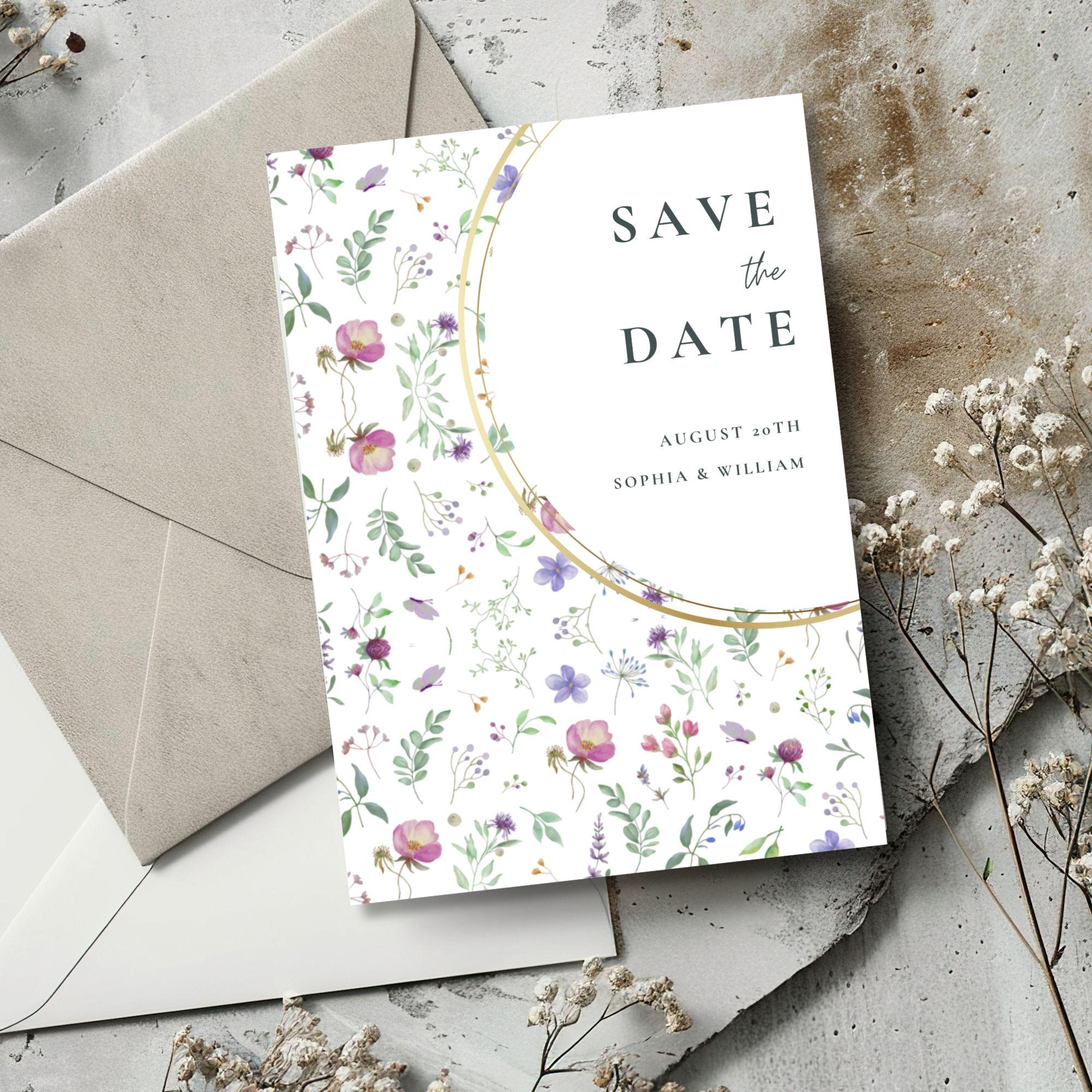 Wildflower Invite, Wildflower Wedding Invitation, Printable Invitation ...