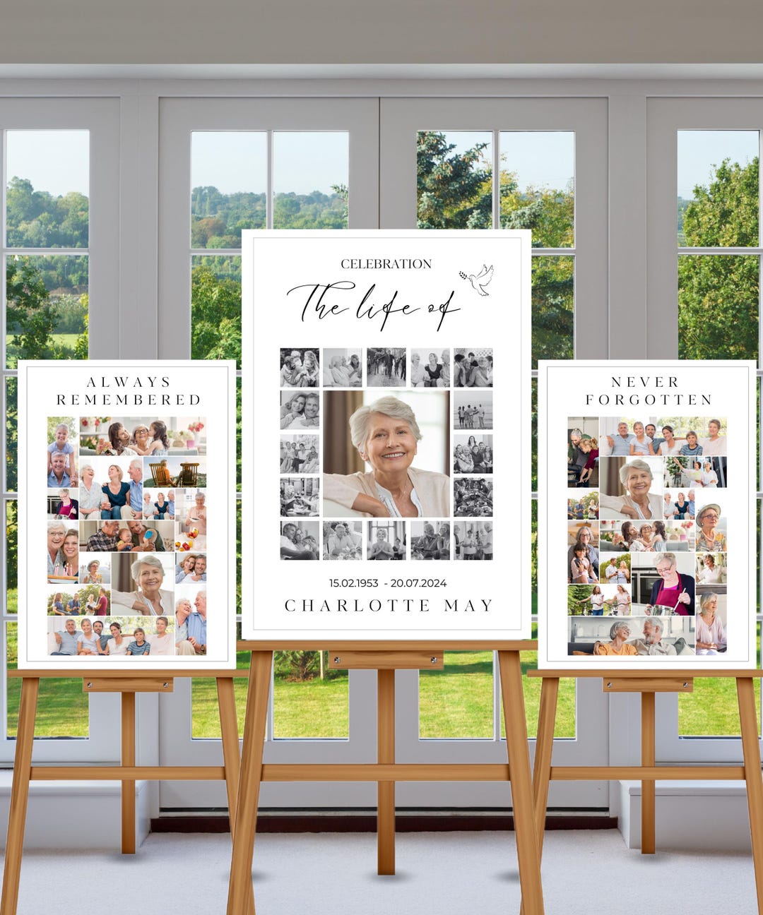 Memorial Poster Set, Celebration of Life, Funeral Photo Collage Sign ...